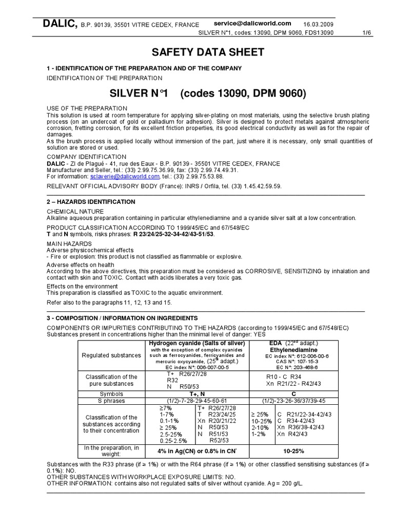 FDA 13090 (DALIC Selective Plating) | PDF | Cyanide | Silver