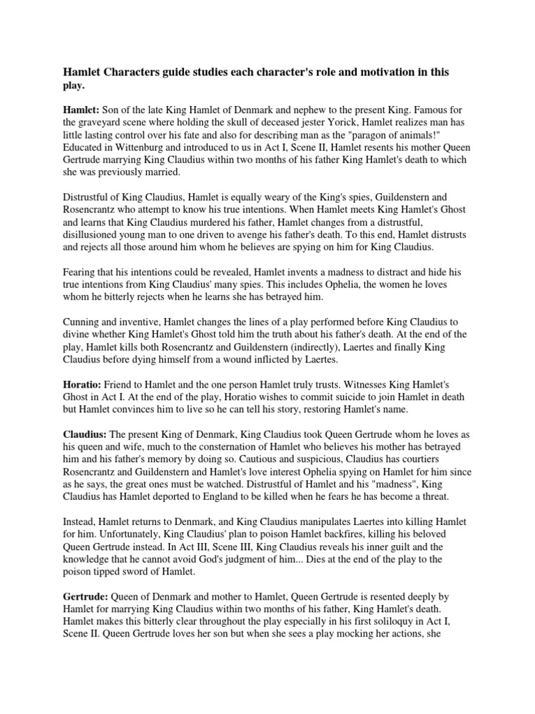 Hamlet Characters | PDF | Hamlet | Shakespearean Characters