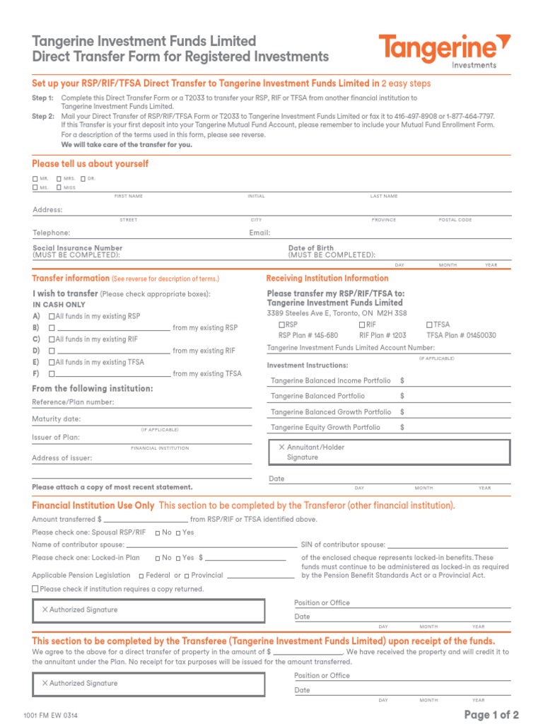 Mutual Funds Direct Transfer Form EN PDF | PDF | Cheque | Investment Fund