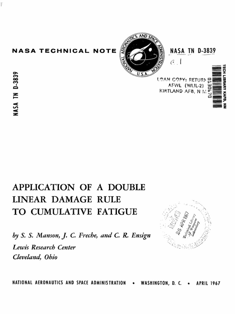 Manson DLDR | PDF | Fatigue (Material) | Fracture Mechanics