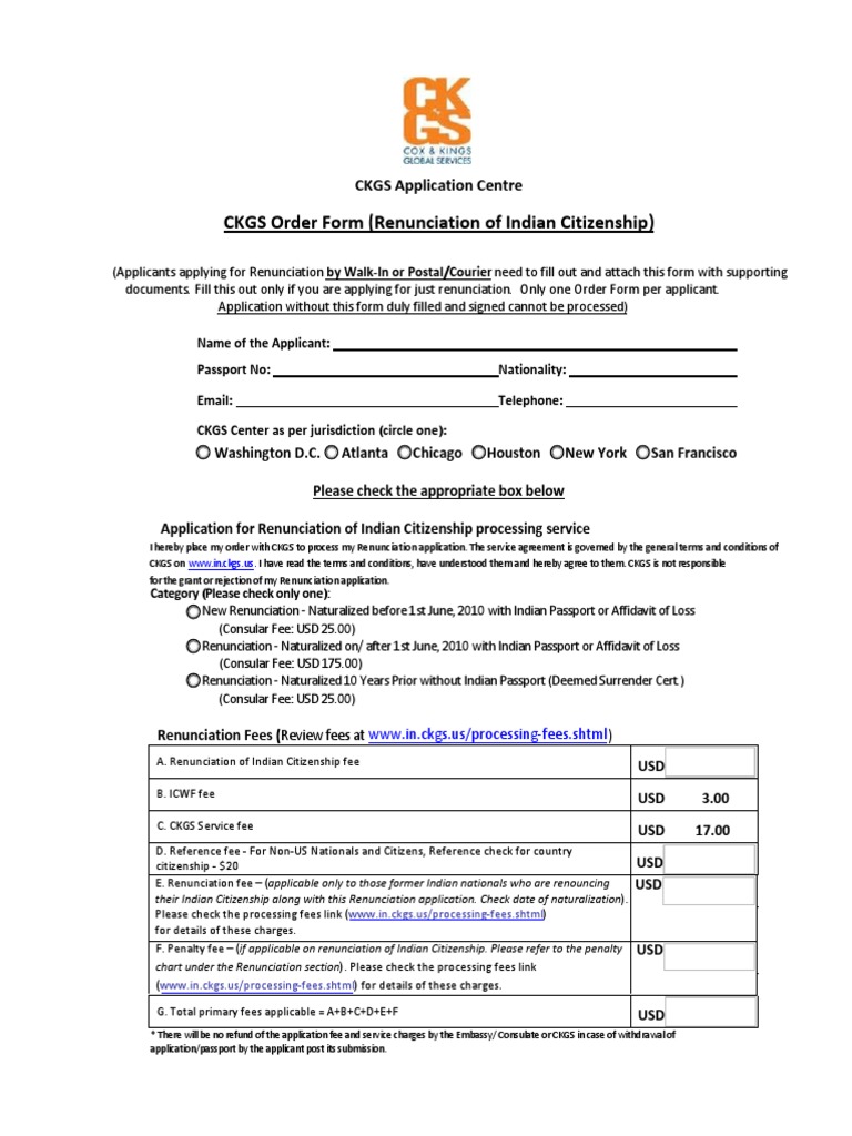 Order Form Renunciation | PDF | Money Order | Naturalization