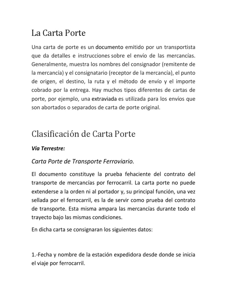 La Carta Porte.pdf | Guía de carga | Comercio
