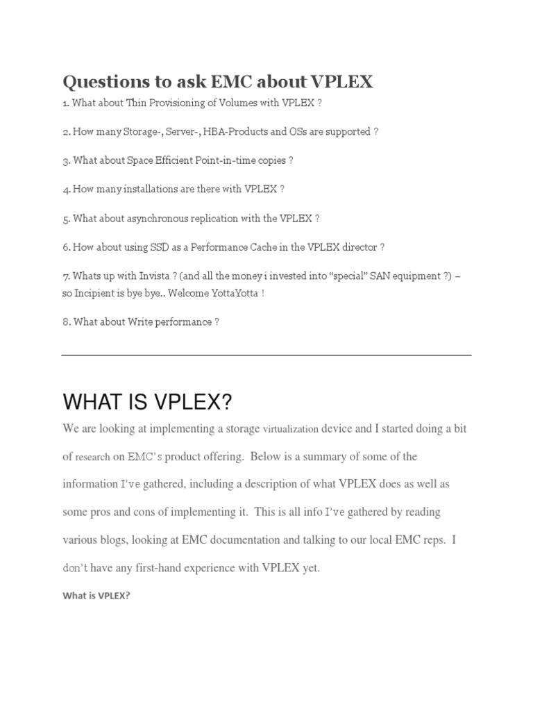 Vplex Interview Q | PDF | Cache (Computing) | Virtualization
