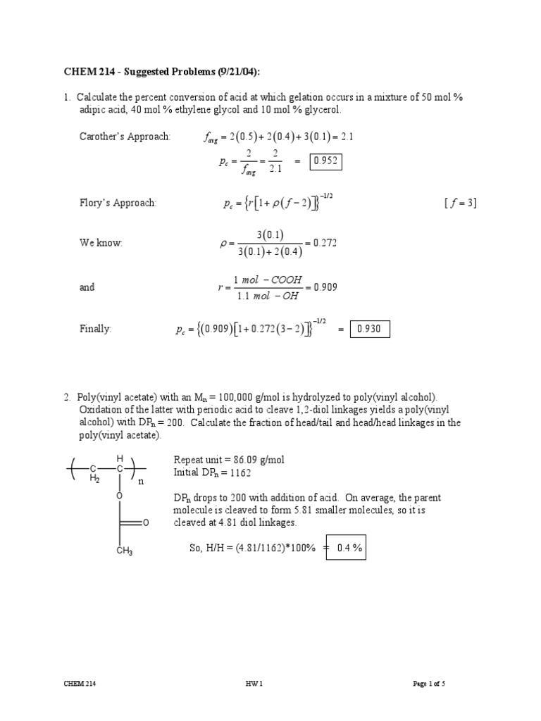 Hw2ans PDF | PDF | Polymerization | Chemical Substances