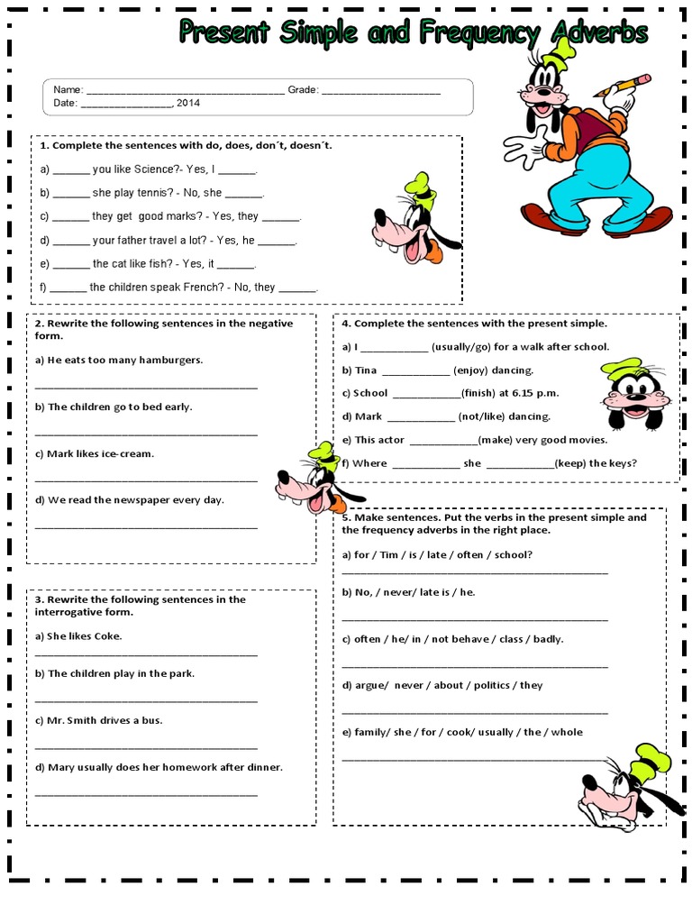 Adverbs of Frequency in Present Simple Worksheet | PDF