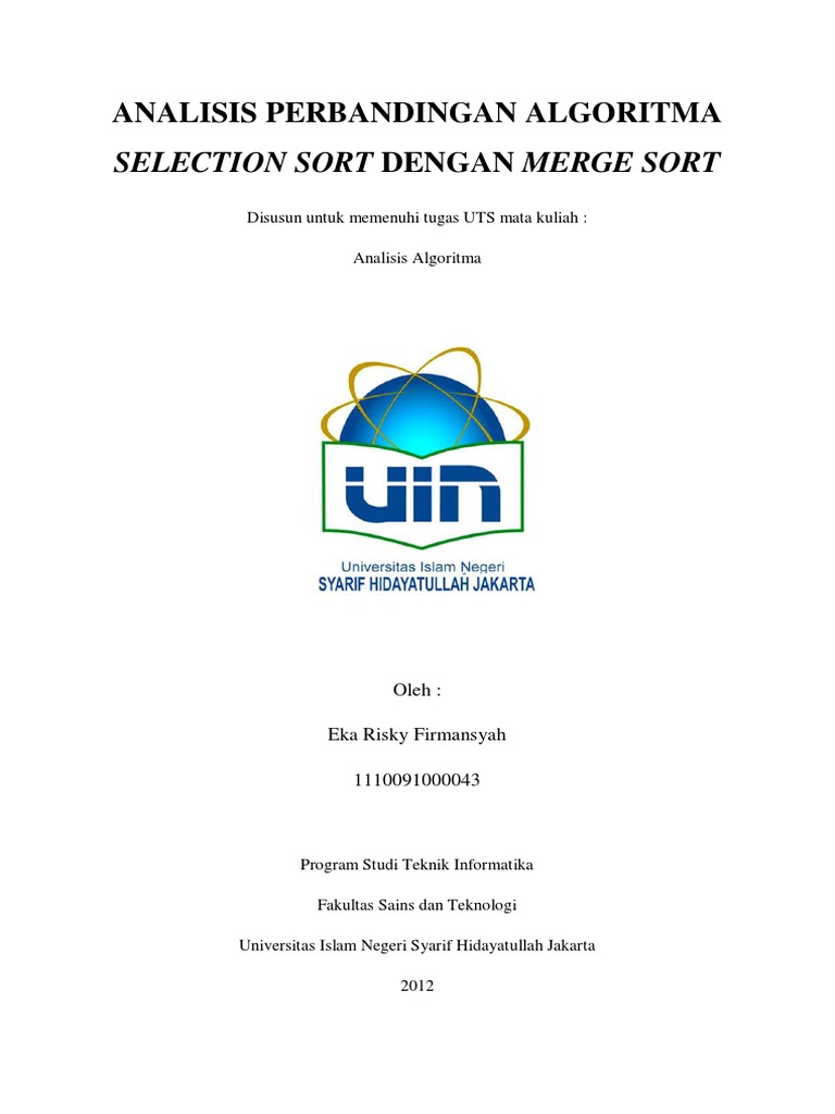 Analisis Perbandingan Algoritma Selection Sort Dengan Merge Sort | PDF Analisis Perbandingan Algoritma Selection Sort Dengan Merge Sort | PDF