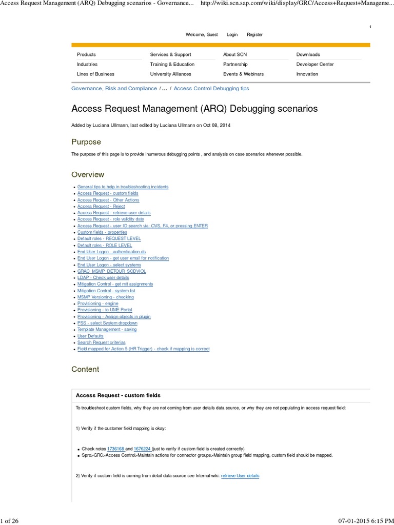 Access Request Management (ARQ) Debugging Scenarios - Governance, Risk ...