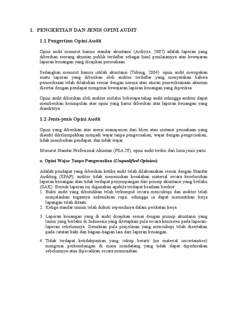 Jenis-Jenis Opini Audit | PDF