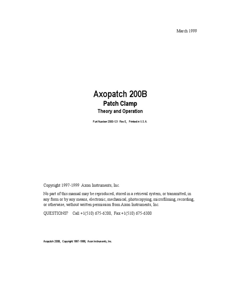 Axopatch 200B Manual Final | PDF | Capacitor | Electricity