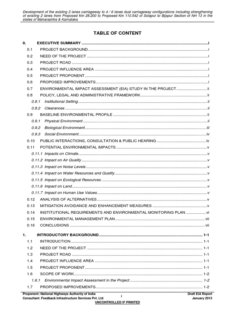 Highway Road Draft Eia Report | PDF | Environmental Impact Assessment ...