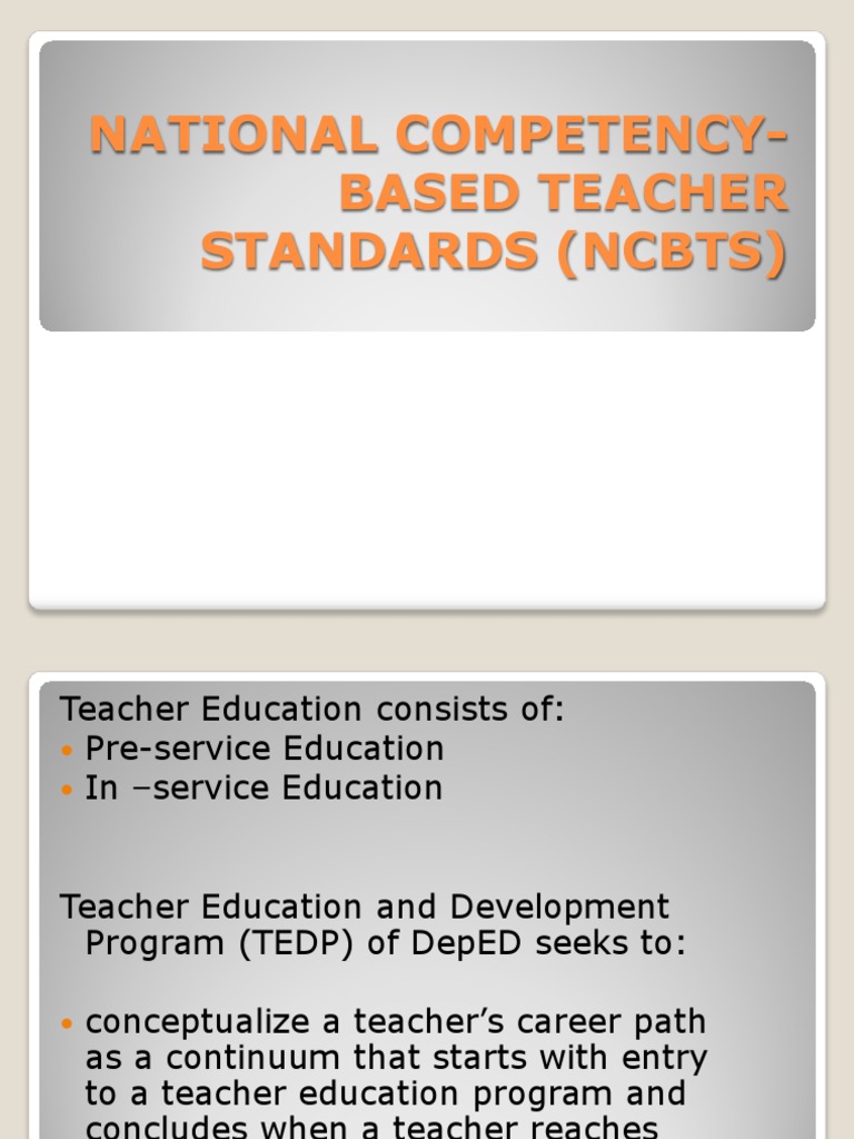 National Competency-based Teacher Standards (Ncbts) | Educational ...