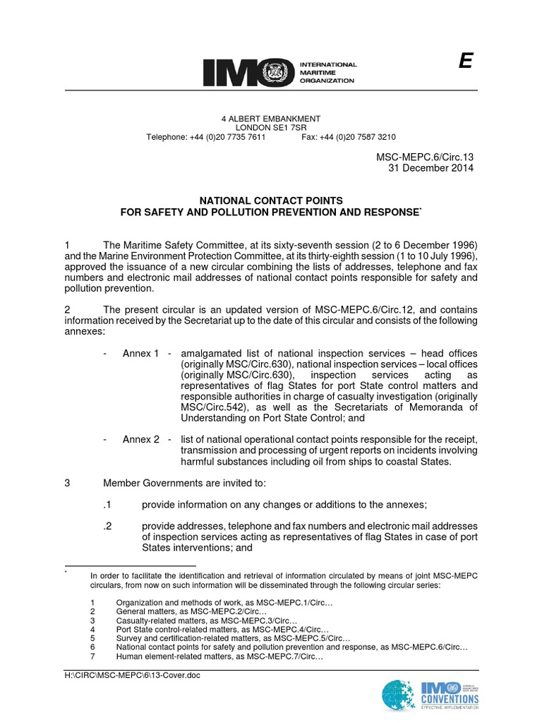 MSC-MEPC.6 Circ.13 | PDF | Logistics | Shipping