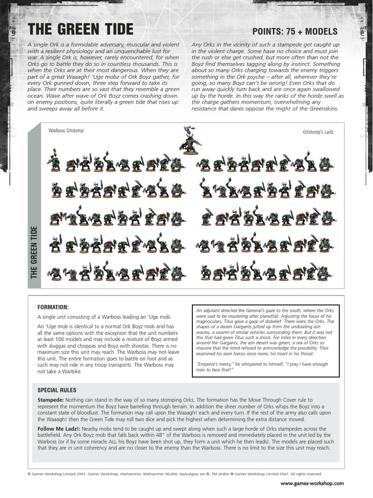 Ork Datasheet - The Green Tide PDF | PDF | Military | Violence