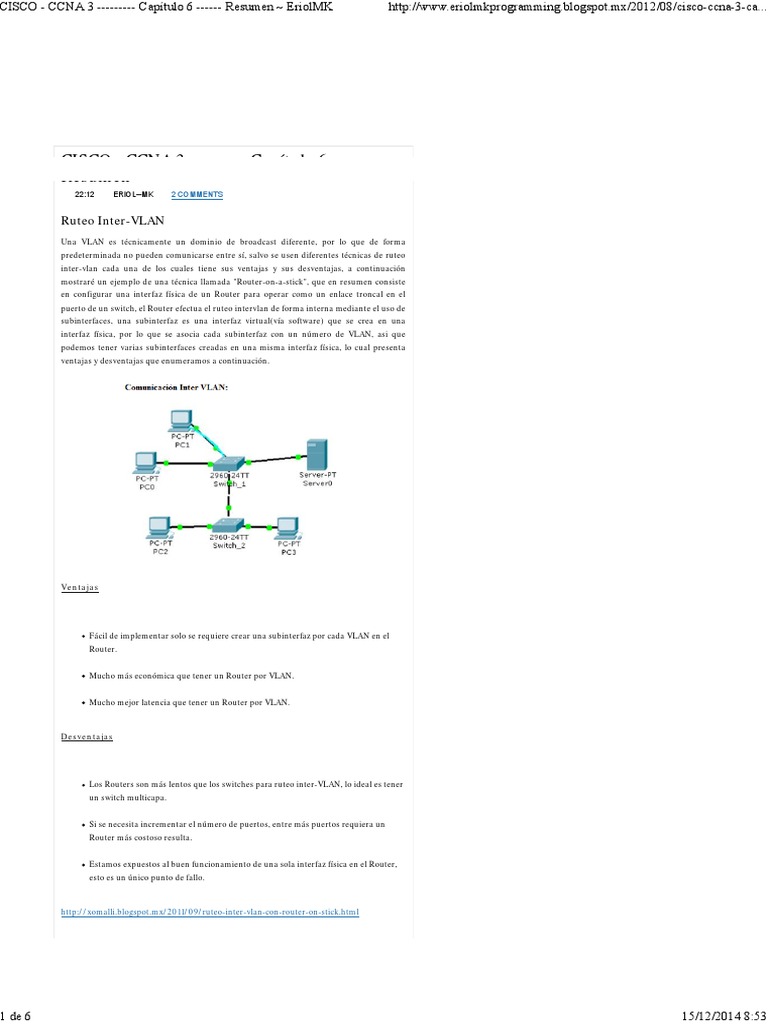 CISCO - CCNA 3 - Capítulo 6 -Resumen | PDF | Enrutador (Computación) | Conmutador de red