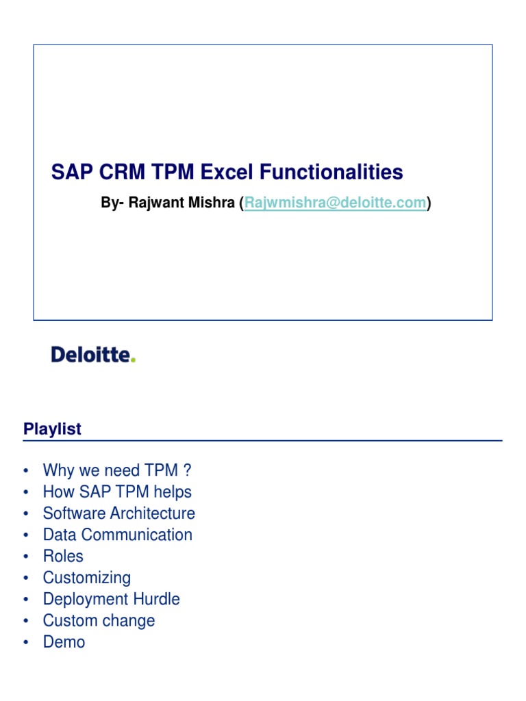 SAP CRM TPM Excel Functionalities Guide | PDF | Microsoft Excel | Retail