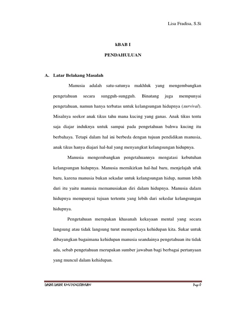 Makalah Dasar Ilmu Pengetahuan (REVISI PDF | PDF