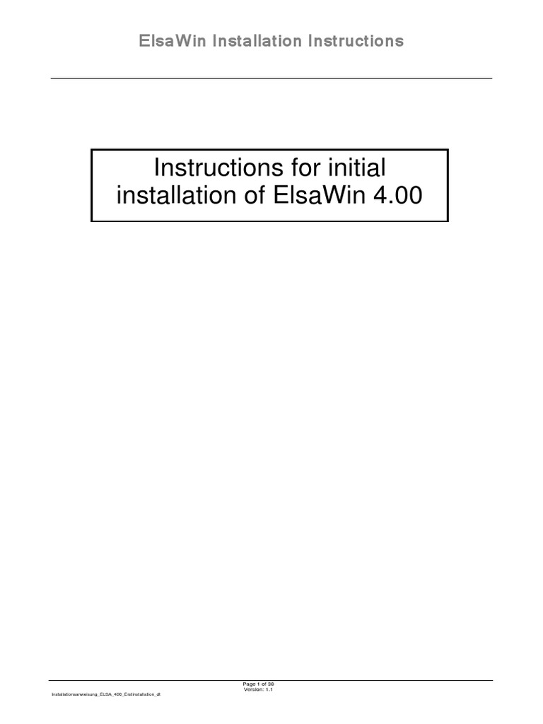 ElsaWin 4.0 Installation ENU | PDF | Installation (Computer Programs ...
