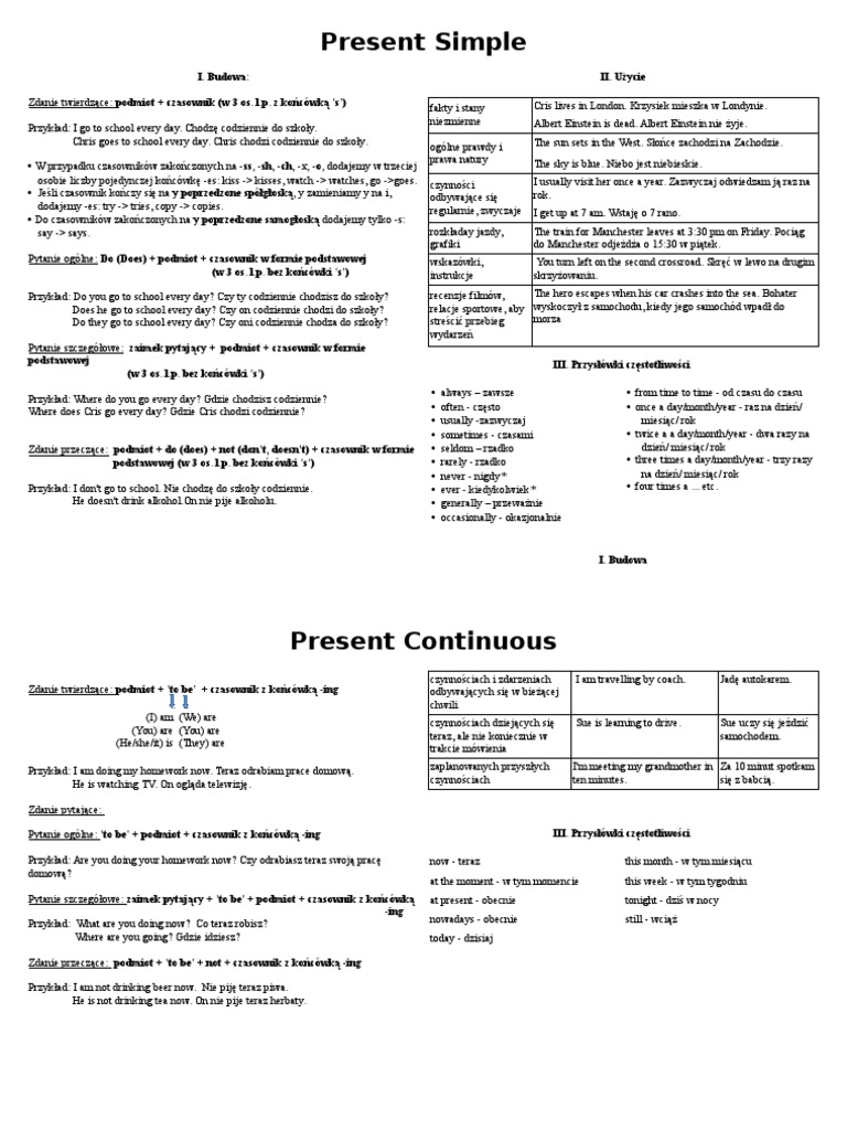 Present Simple Teoria | PDF