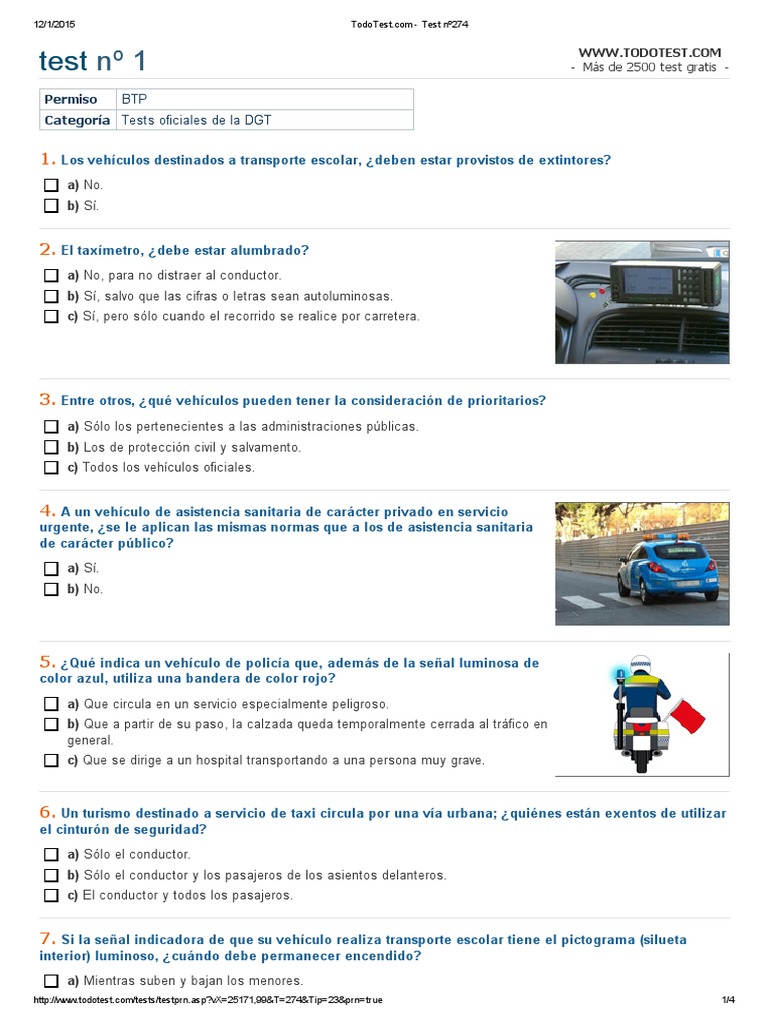 Test de Conducir BTP 2023 | PDF | Taxi | Autobús