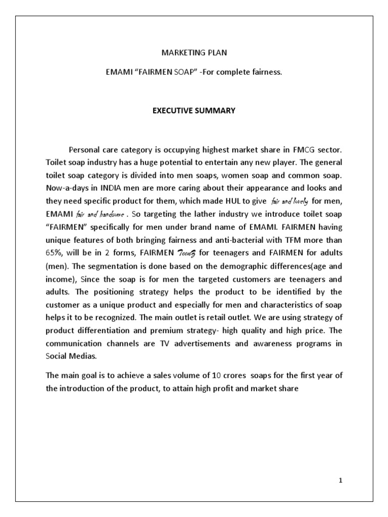 Marketing Plan For FAIRMEN Soap (Own Idea) | PDF | Promotion (Marketing ...