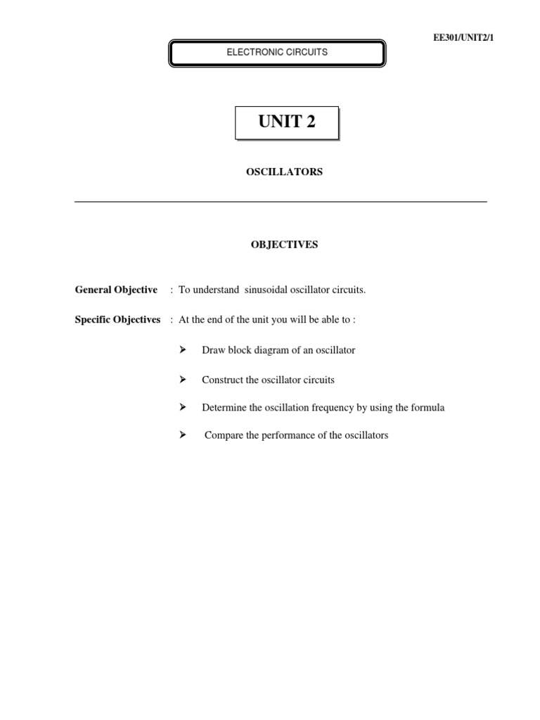 Unit2 - Oscillators | PDF | Electronic Oscillator | Amplifier