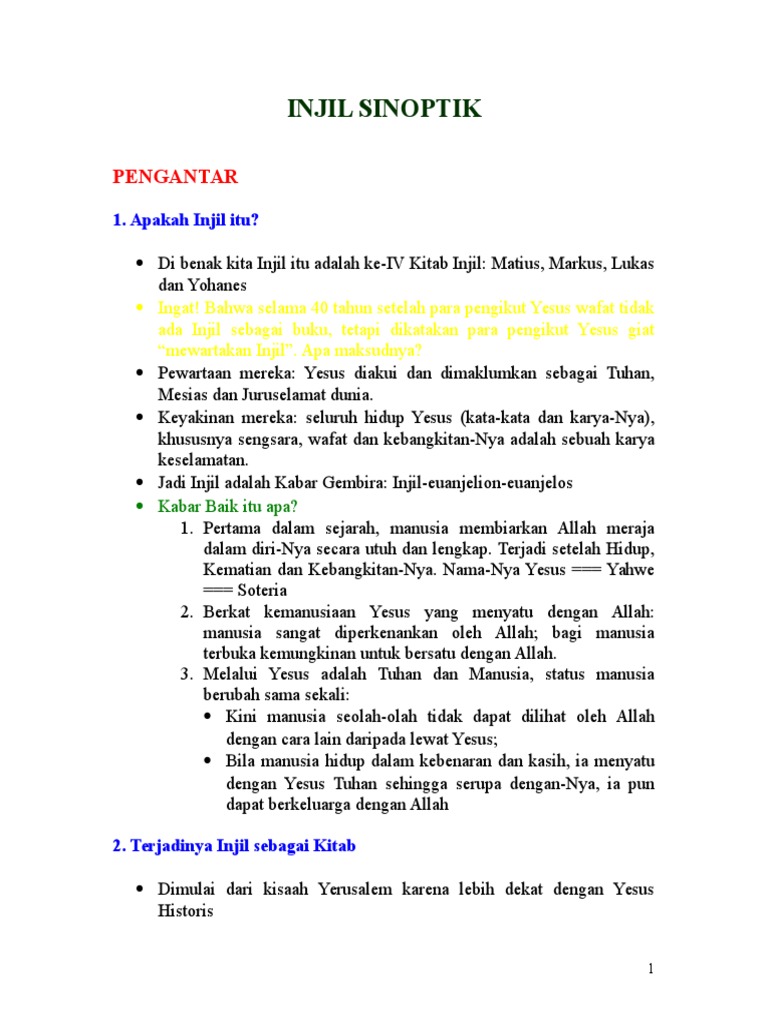 Injil Sinoptik | PDF