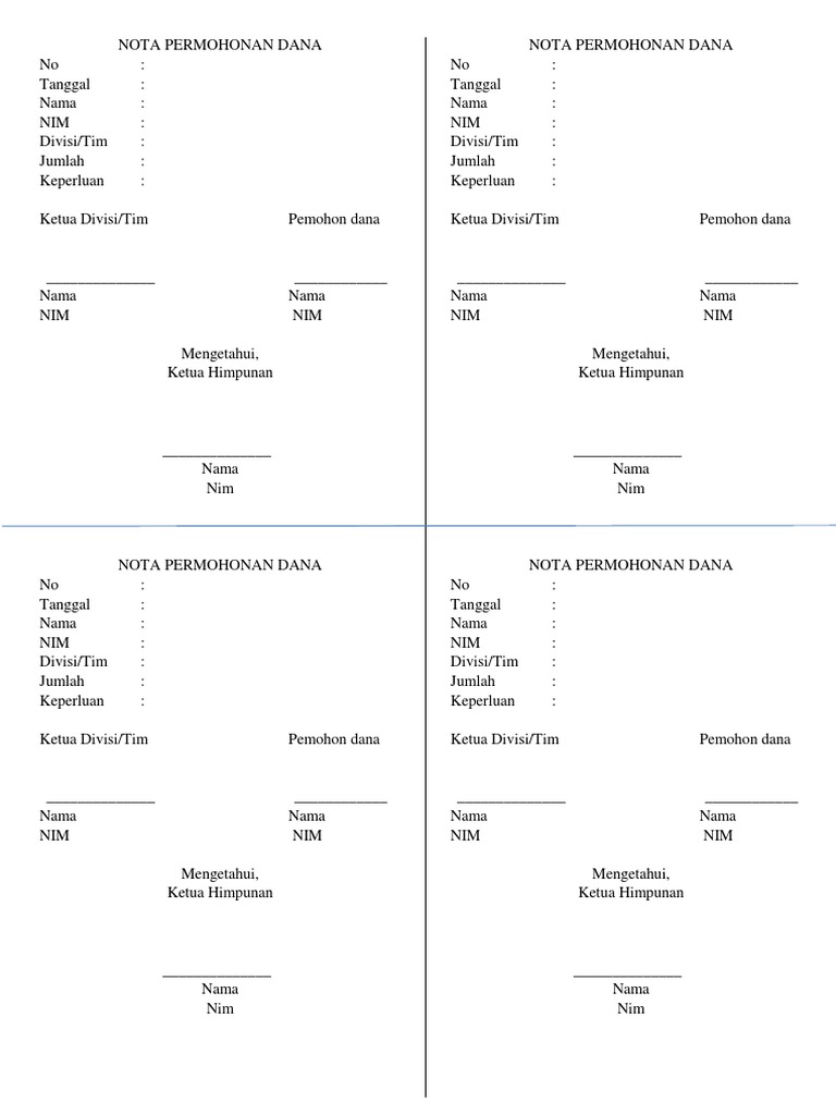 Nota Permohonan Dana | PDF