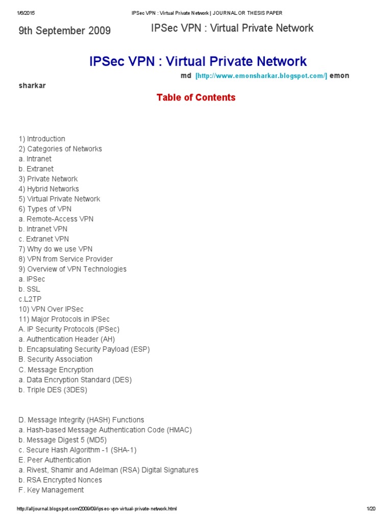 Ipsec VPN - Virtual Private Network - Journal or Thesis Paper | PDF ...