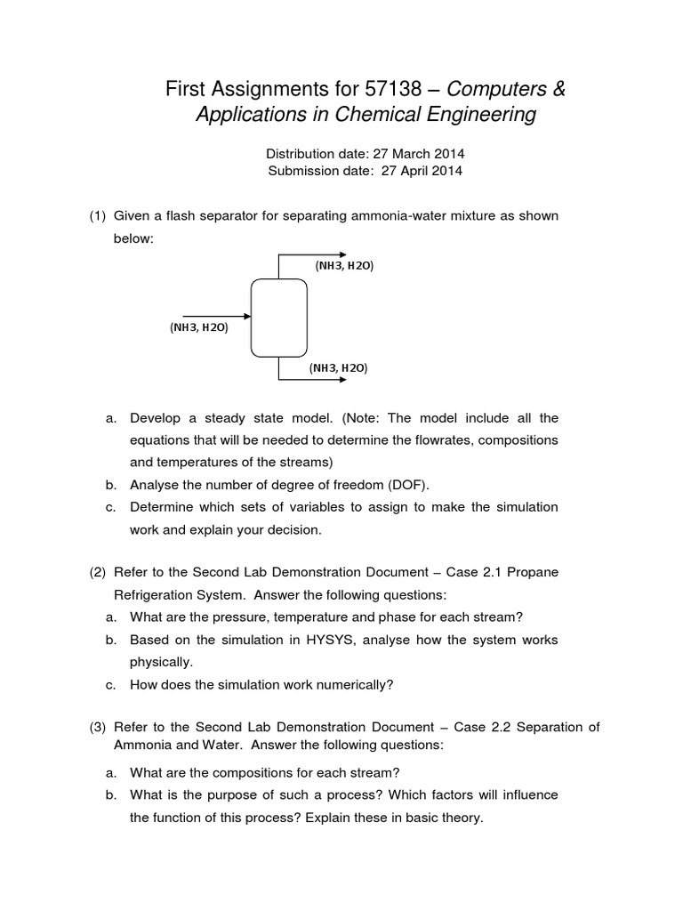 Process Calculation Exercises | PDF | Distillation | Phases Of Matter