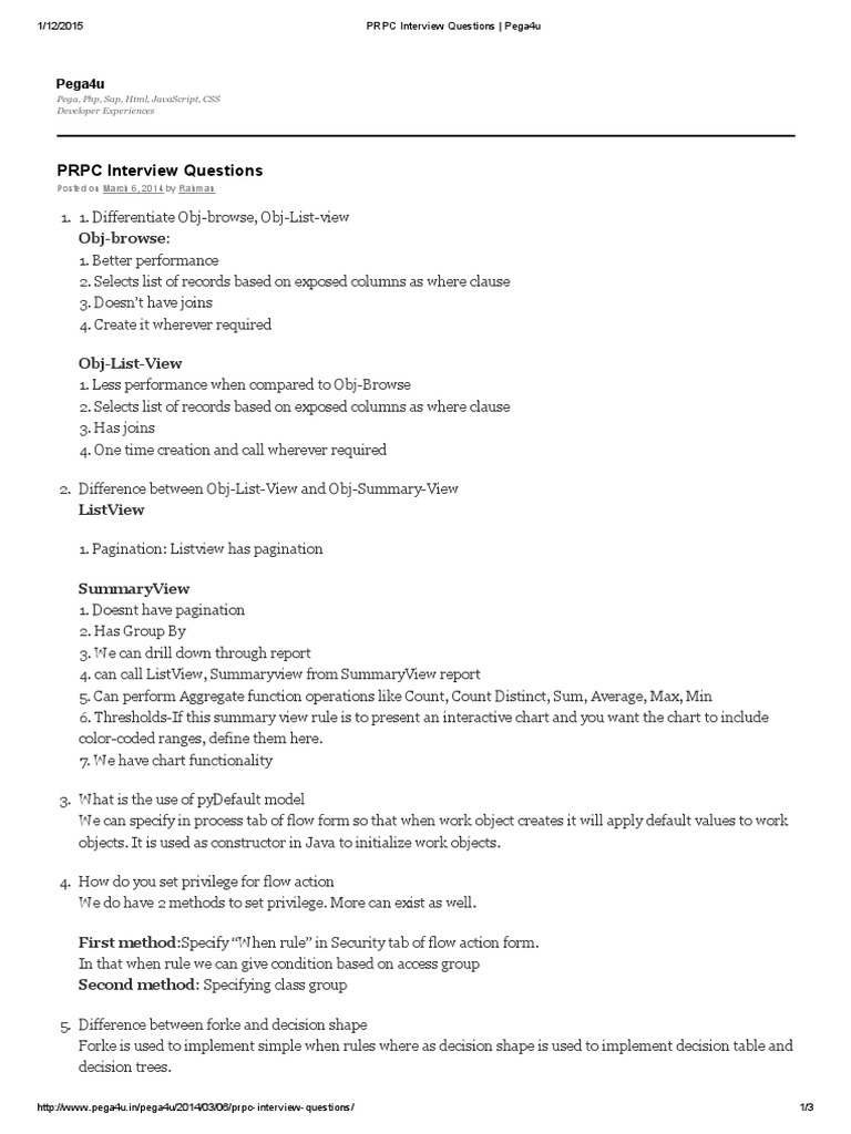 PRPC Interview Questions Guide | PDF | Constructor (Object Oriented ...