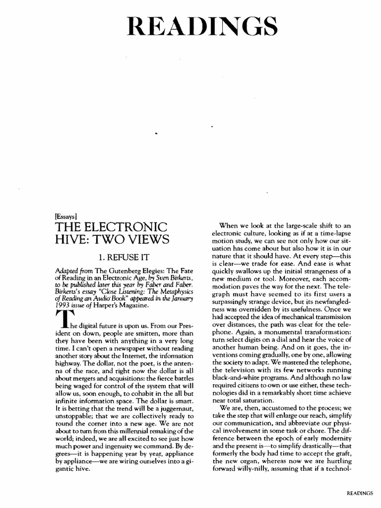 The Electronic Hive: Two Views | PDF | Internet | Time