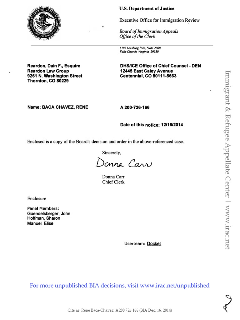 Rene Baca-Chavez, A200 726 166 (BIA Dec. 16, 2014) | PDF | Public Law ...
