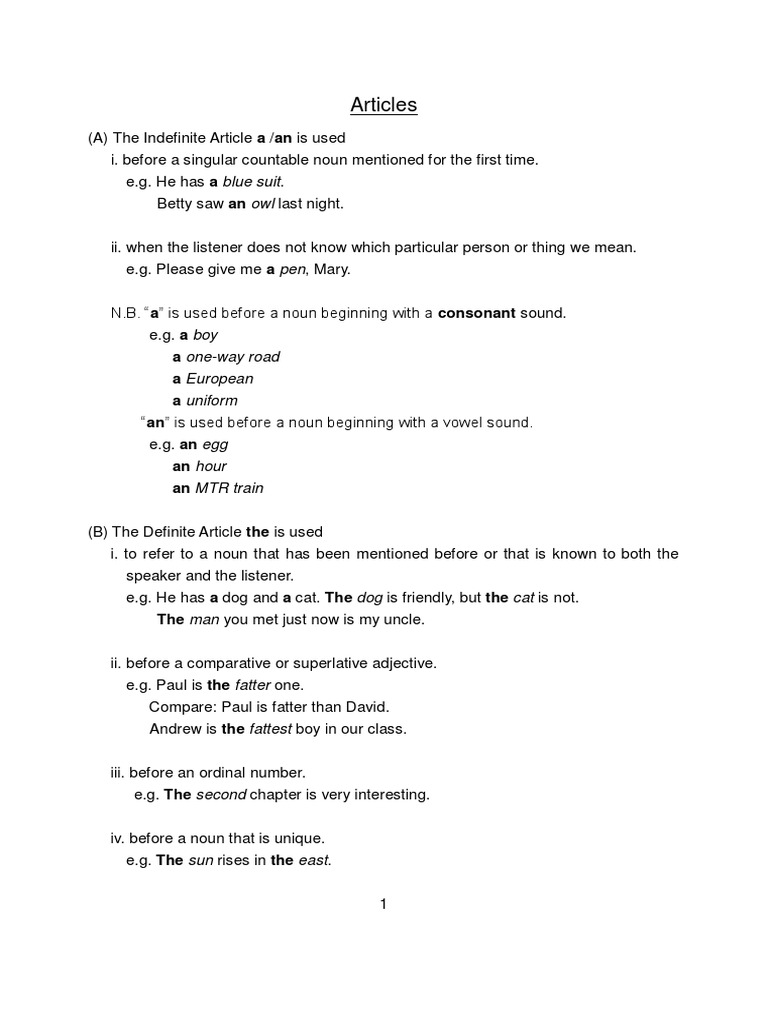 Articles Exercises with Answers | PDF | Noun | Linguistic Typology