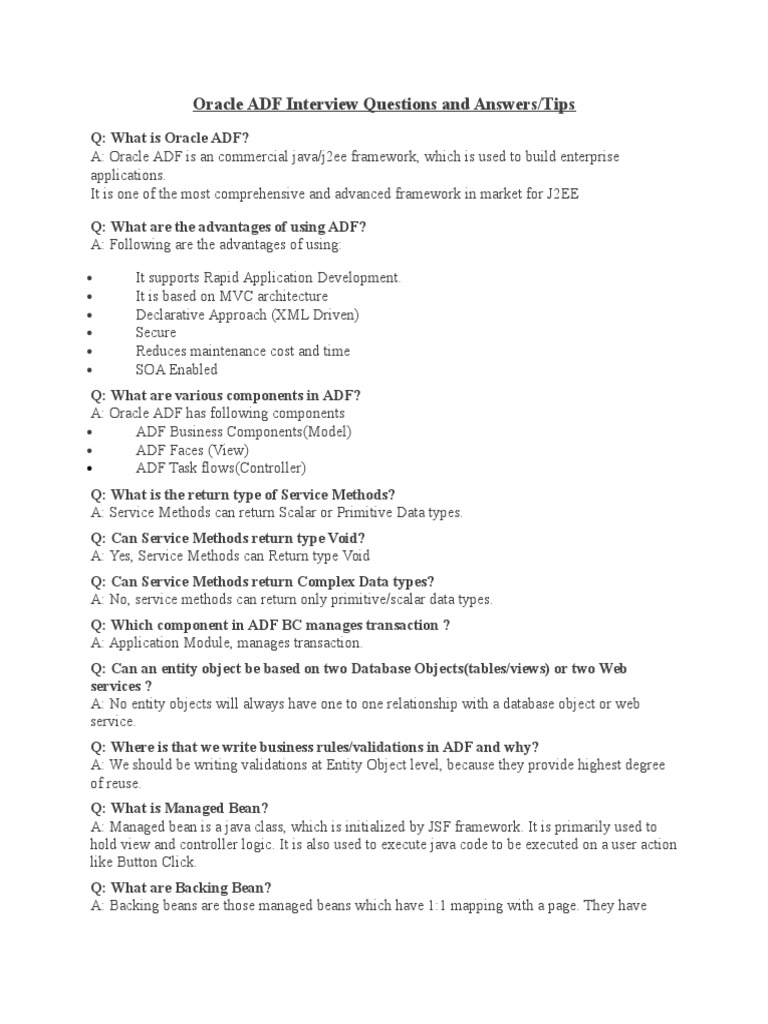 Oracle ADF Interview Questions and Answers | PDF | Java Server Faces | Model–View–Controller