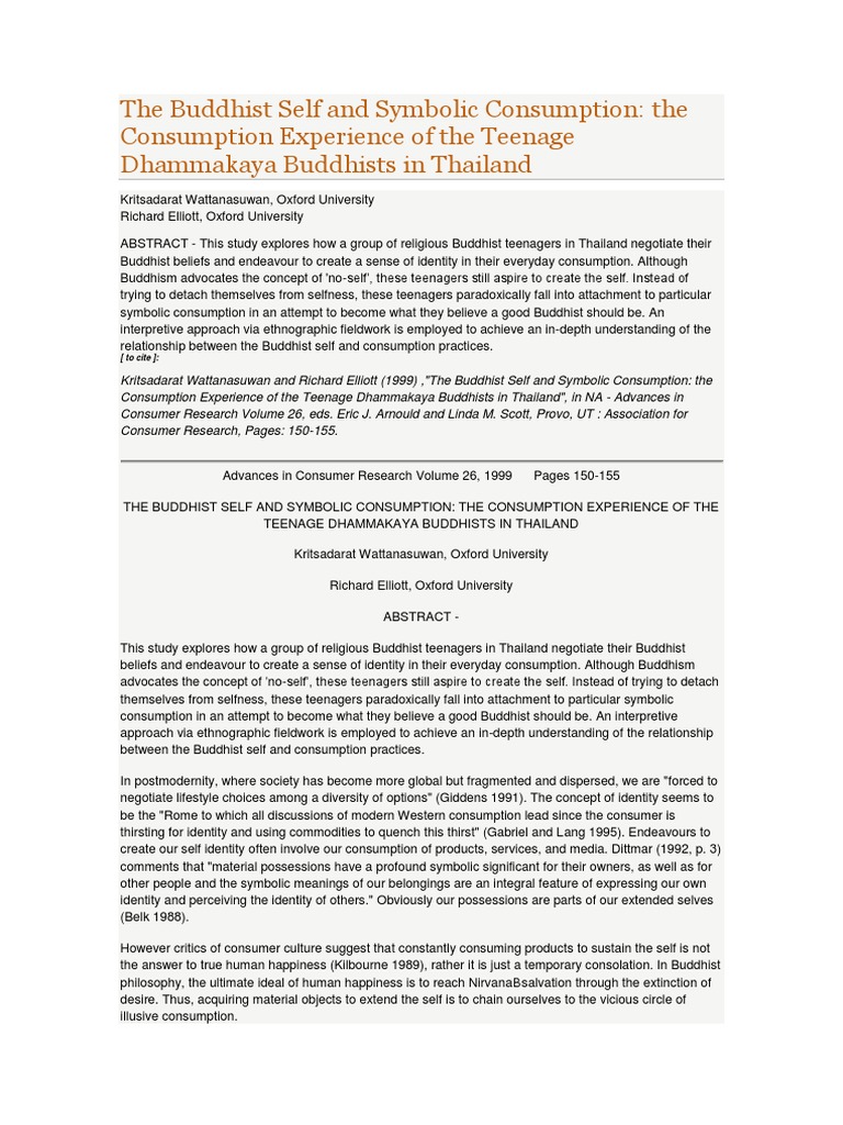 WATTANASWAN, K. ELLIOT - The Buddhist Self and Symbolic Consumption ...