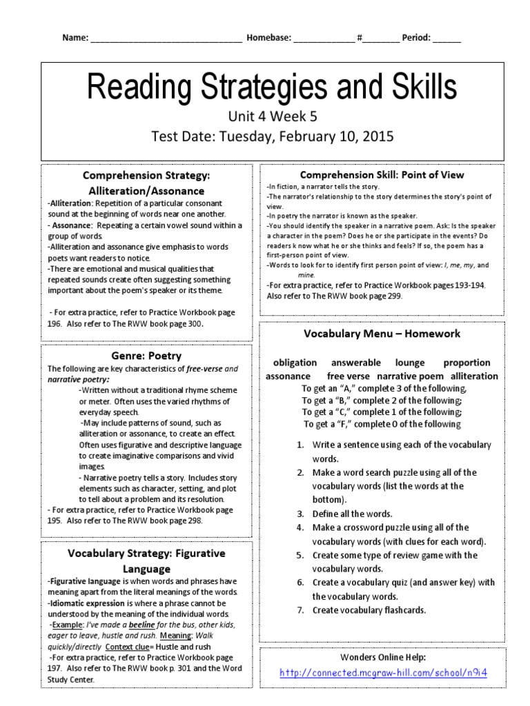 U4w5reading Skills and Strategies | PDF | Poetry | Semiotics