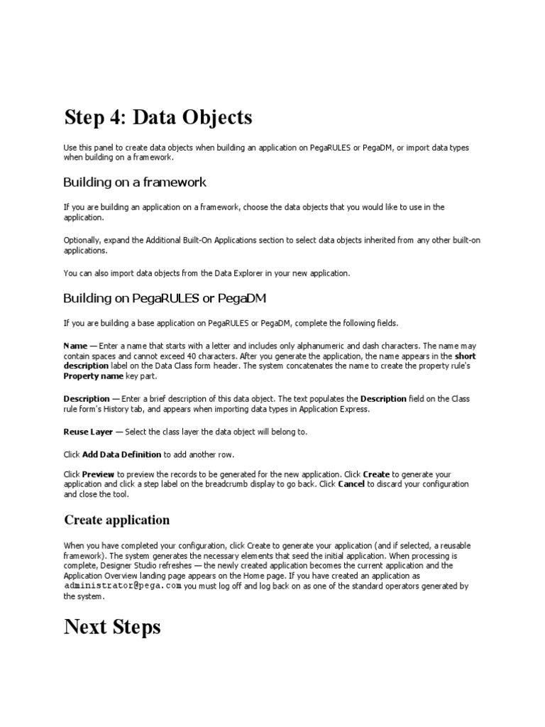 Step 4: Data Objects: Building On A Framework | PDF | Object (Computer Science) | Application ...