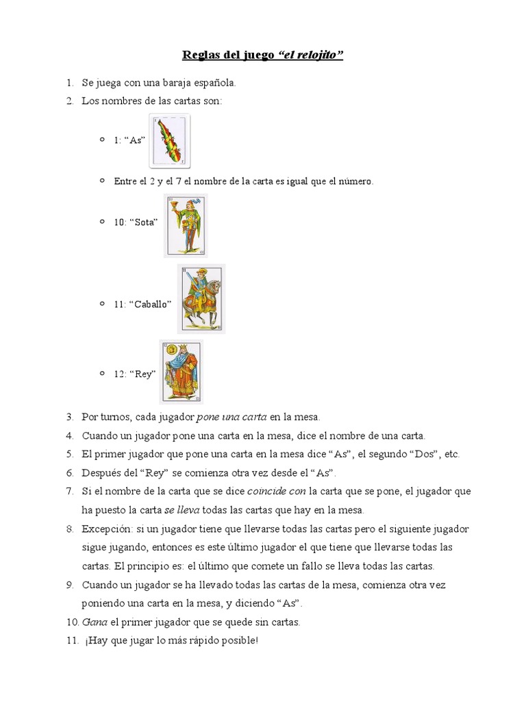 Baraja Española, El Relojito | PDF