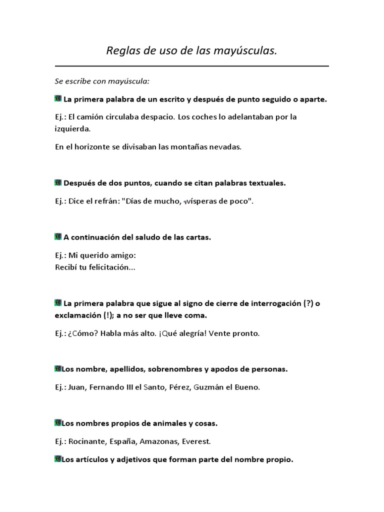Reglas del Uso de Mayúsculas | PDF | Artes del Lenguaje y Comunicación ...