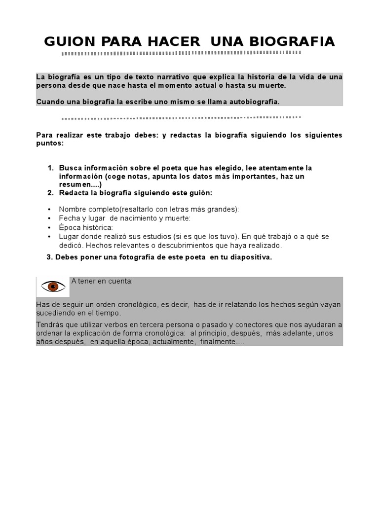Guión para hacer una biografía
