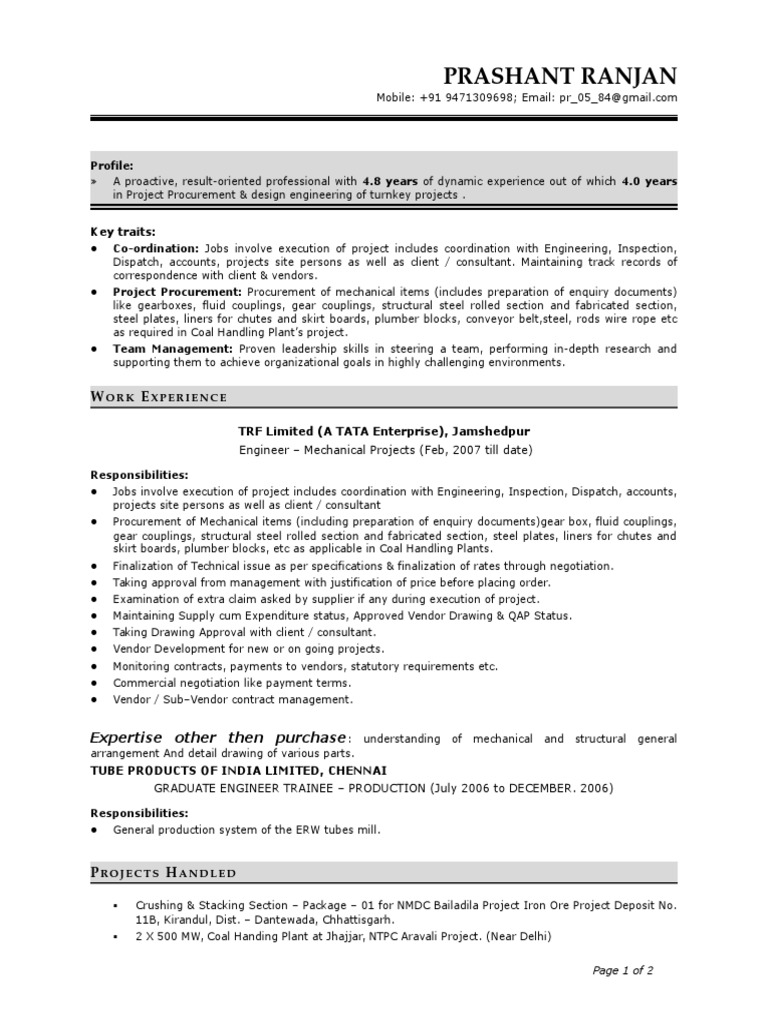 Prashant Ranjan: Key Traits | PDF | Procurement | Consultant