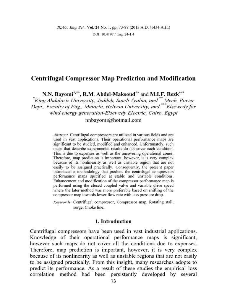 Centrifugal Compressor Map Prediction and Modification - New | PDF ...