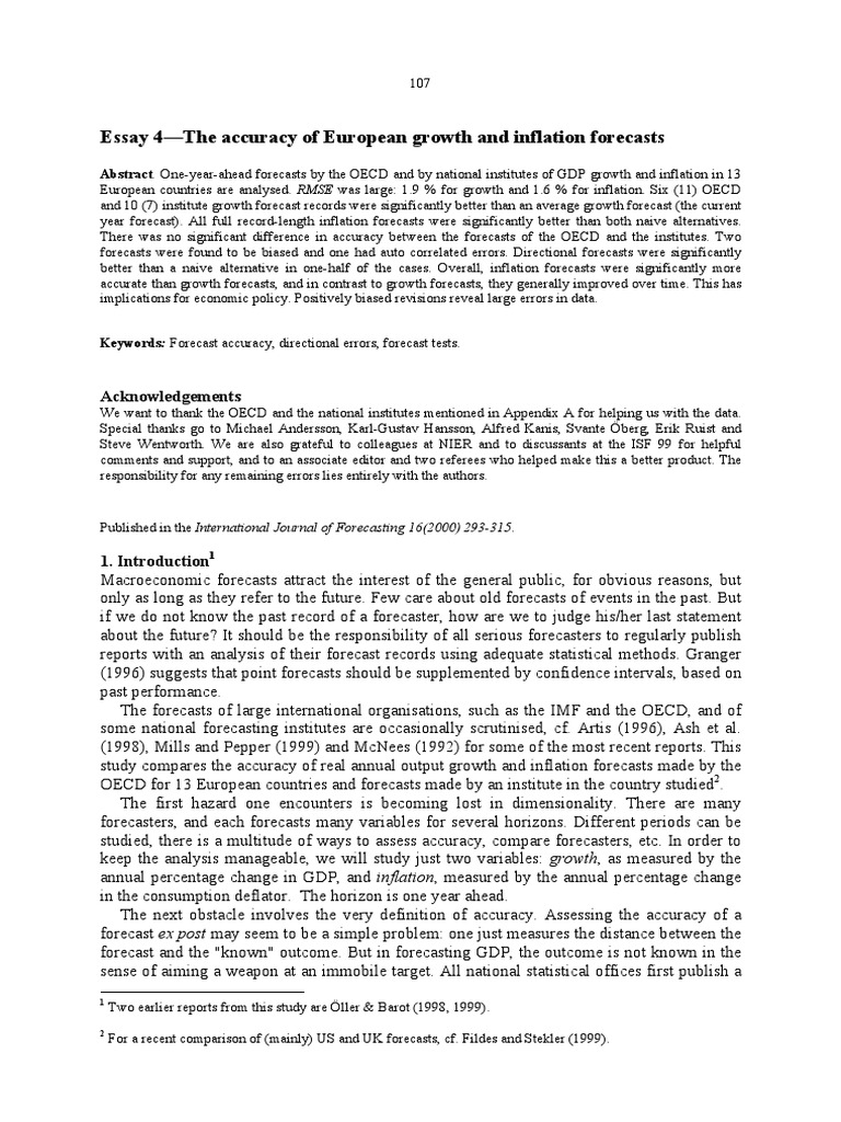 Accuracy Of Gdp Forecasts Pdf Forecasting Standard Deviation