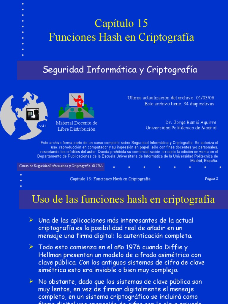 15 Funciones Hash | PDF | Clave (criptografía) | Criptografía de clave ...