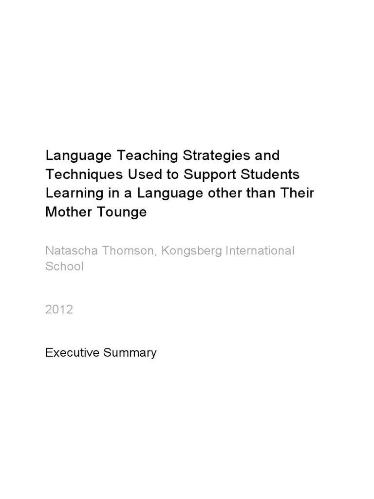 Language Teaching Strategies and Techniques Used To Support Students ...