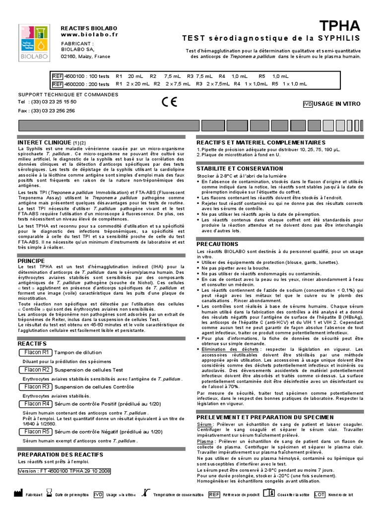 technique TPHA | Immunologie | Spécialités médicales