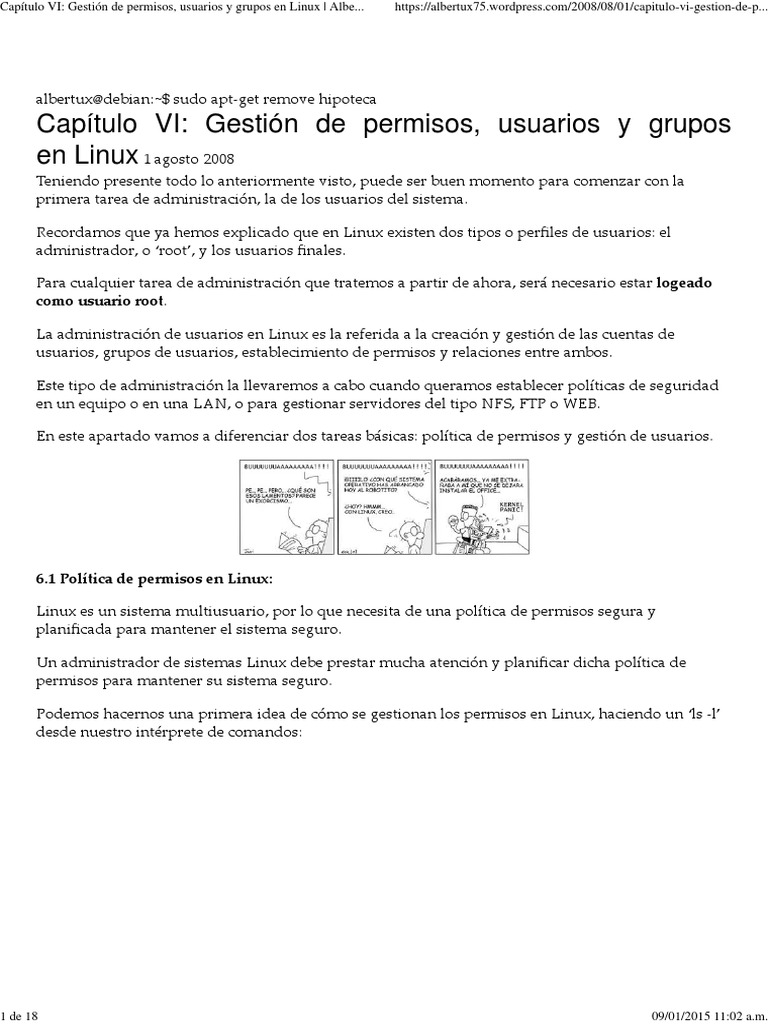 Capítulo VI_ Gestión de permisos, usuarios y grupos en Linux _ AlberTUX - sin © | PDF | Archivo ...