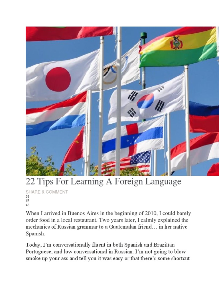 22 Tips For Learning A Foreign Language | PDF | English Language ...