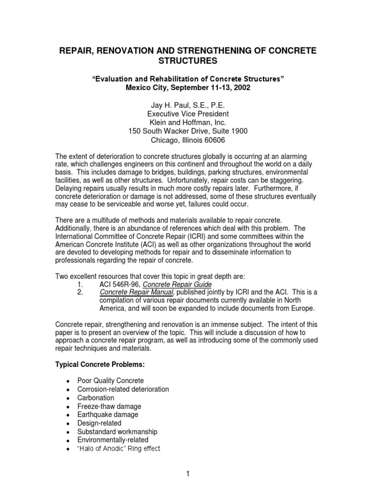 RepairRenovationStrengtheningConcrete StructuresJ Paul | PDF ...