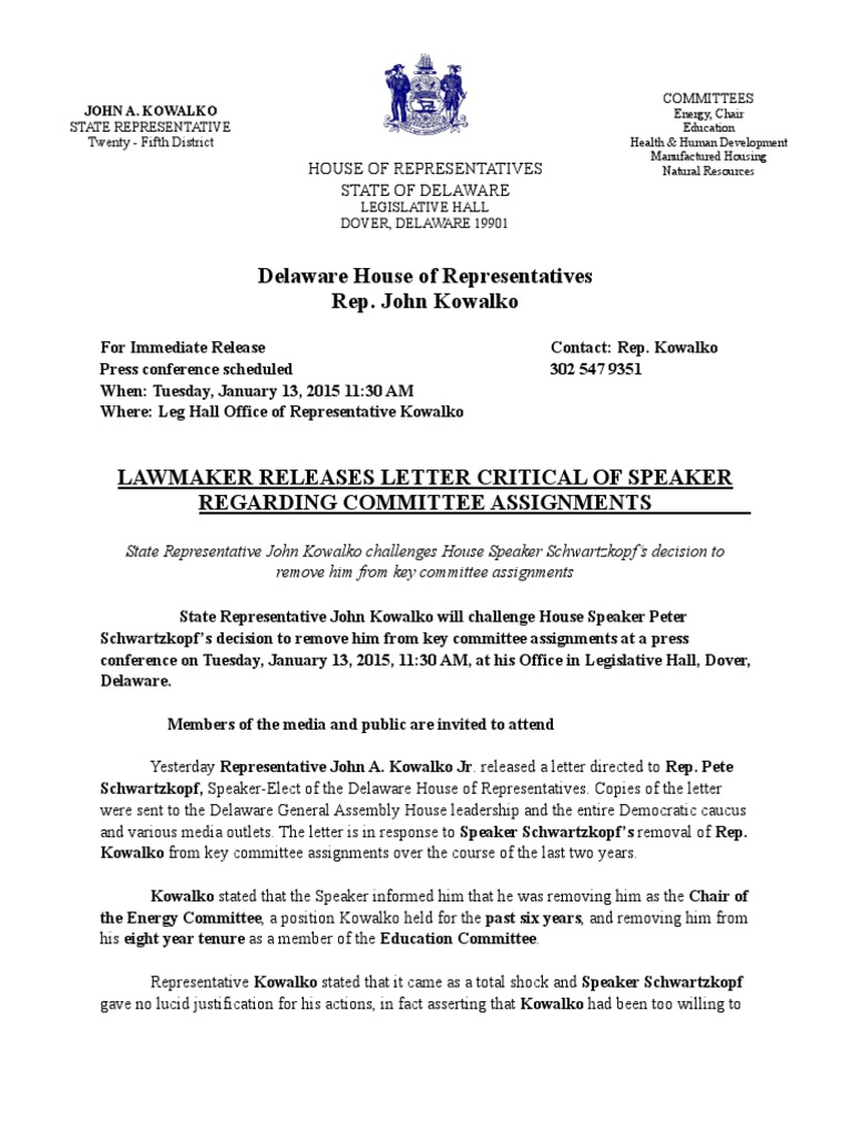Revised Press Release 1-13-15 | PDF | United States House Of ...